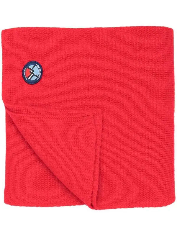 YVES SALOMON Knitted Logo-patch Scarf - Red