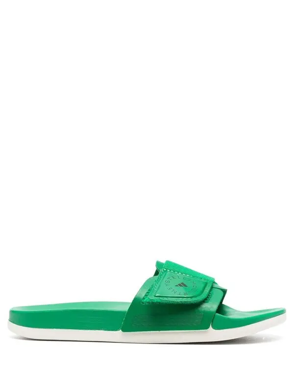 Adidas By Stella McCartney Logo Touch-strap Sliders - Green