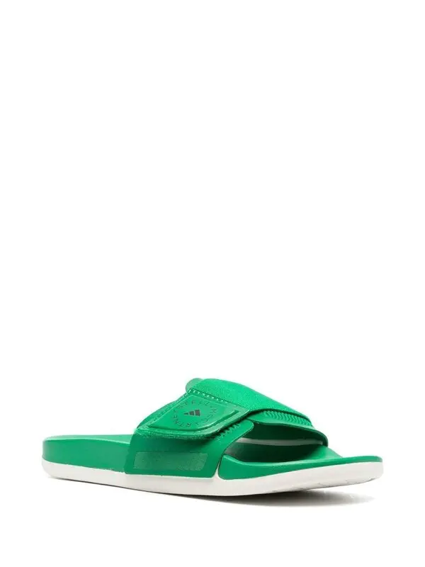 Adidas By Stella McCartney Logo Touch-strap Sliders - Green