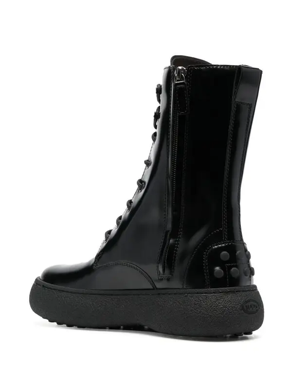 TOD'S Polished Lace-up Ankle Boots - Black