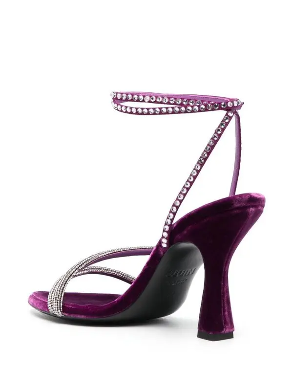 3JUIN Crystal-embellished Velvet Sandals - Purple