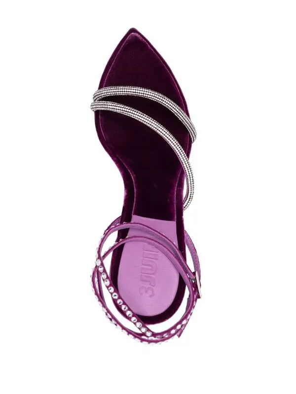 3JUIN Crystal-embellished Velvet Sandals - Purple