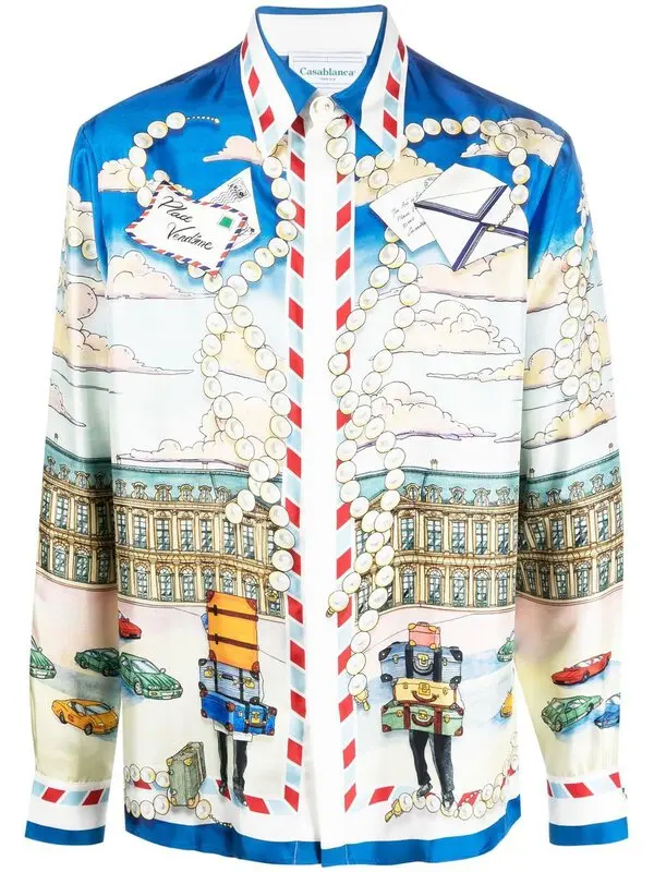 Casablanca Graphic-print Silk Shirt