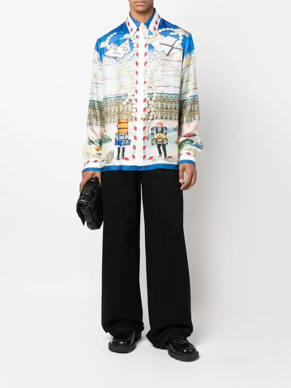 Casablanca Graphic-print Silk Shirt
