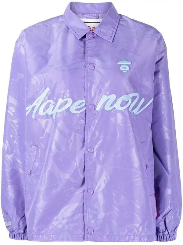 AAPE BY *A BATHING APE Logo-printed Button-front Jacket - Purple