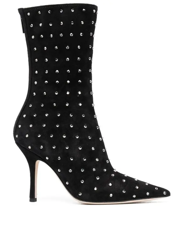 Paris Texas 100mm Crystal-embellished Boots - Black