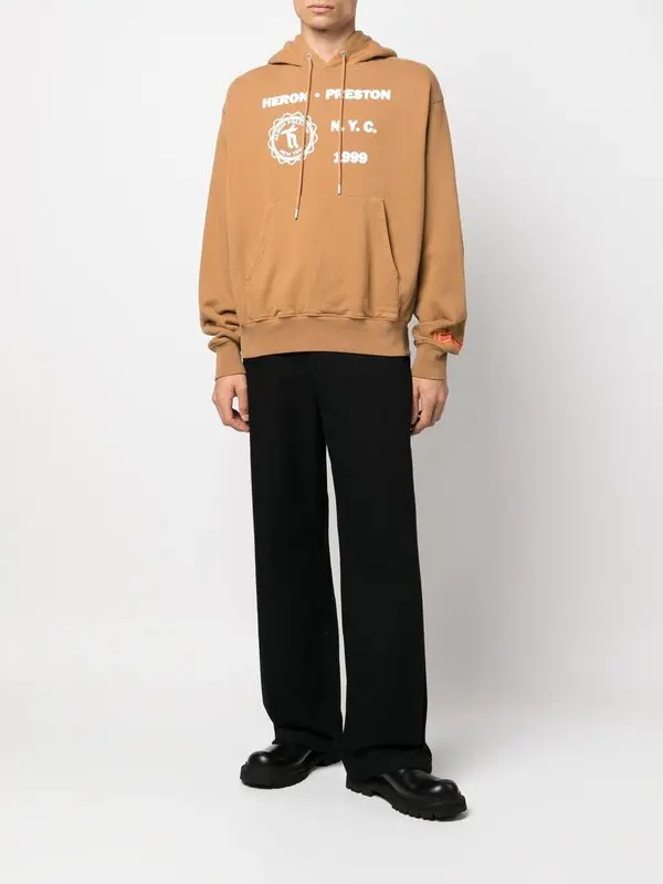 Heron Preston Graphic-print Cotton Hoodie - Brown