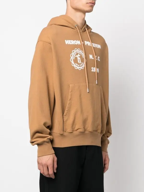 Heron Preston Graphic-print Cotton Hoodie - Brown
