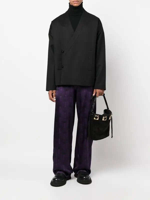 Ozwald Boateng Geometric-print Silk Trousers