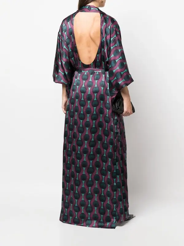Ozwald Boateng Geometric-print Belted Long Jacket - Purple