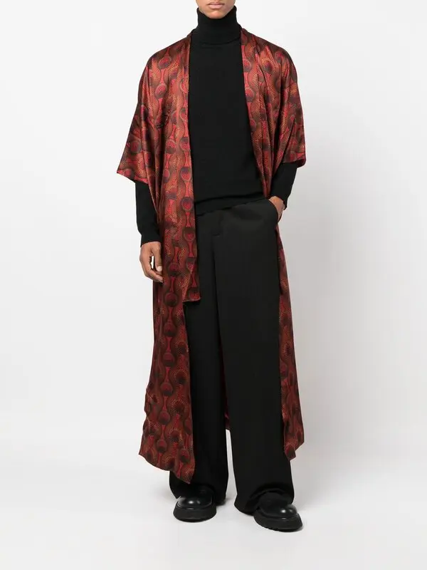 Ozwald Boateng Geometric-print Tie-waist Jacket - Red