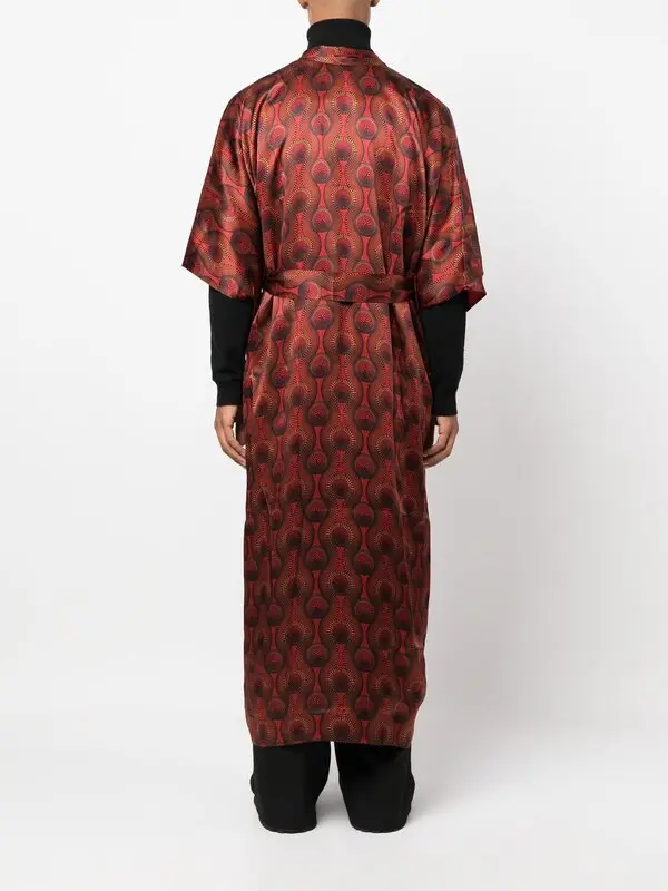 Ozwald Boateng Geometric-print Tie-waist Jacket - Red