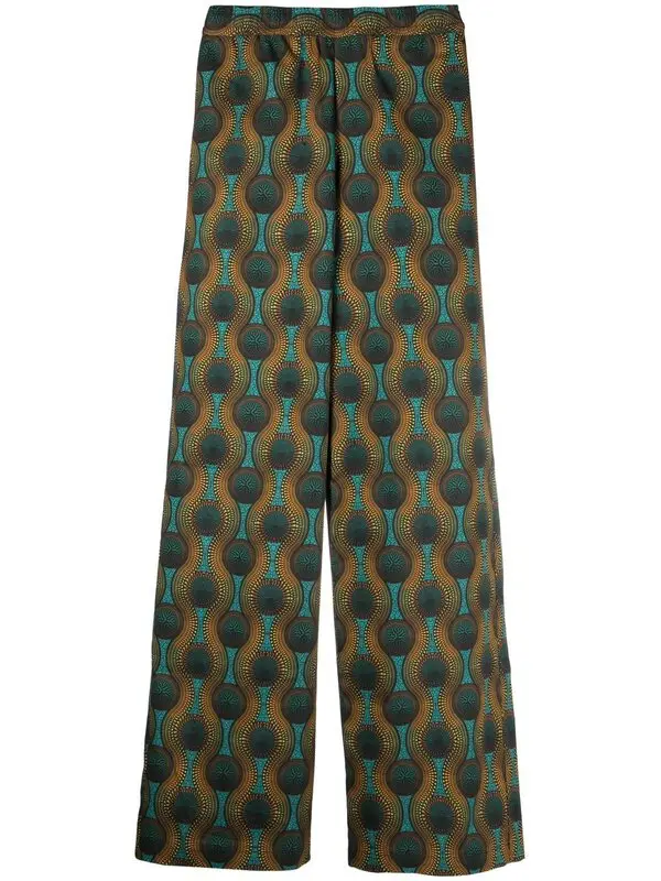 Ozwald Boateng Geometric-print Silk Trousers