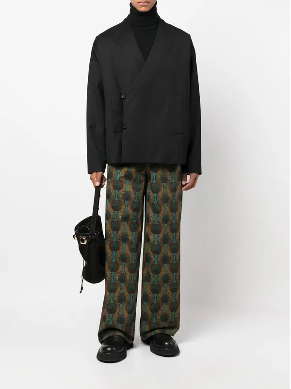 Ozwald Boateng Geometric-print Silk Trousers