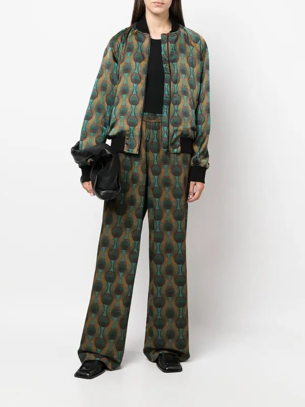 Ozwald Boateng Geometric-print Silk Trousers