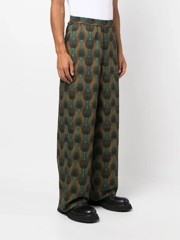 Ozwald Boateng Geometric-print Silk Trousers