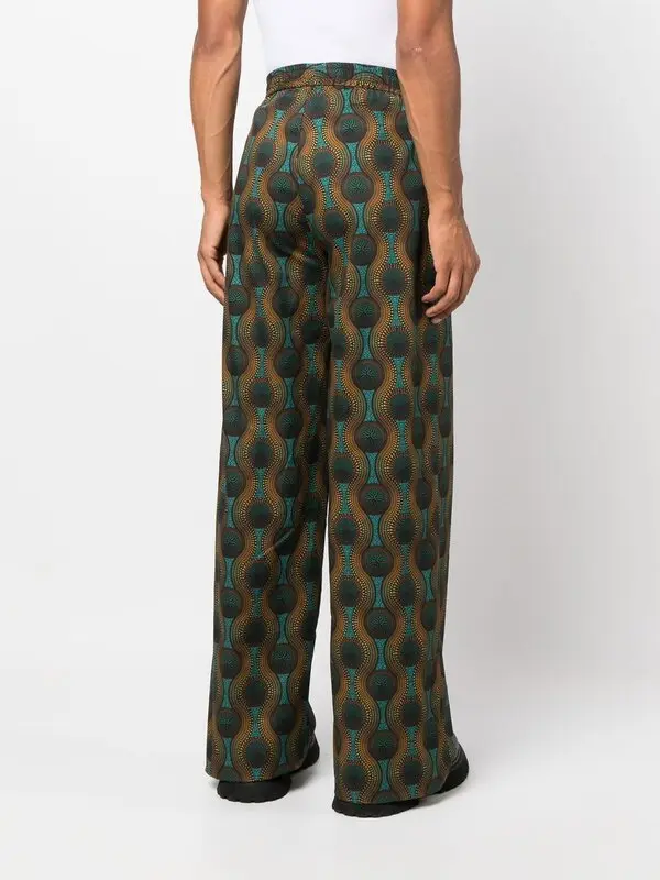 Ozwald Boateng Geometric-print Silk Trousers
