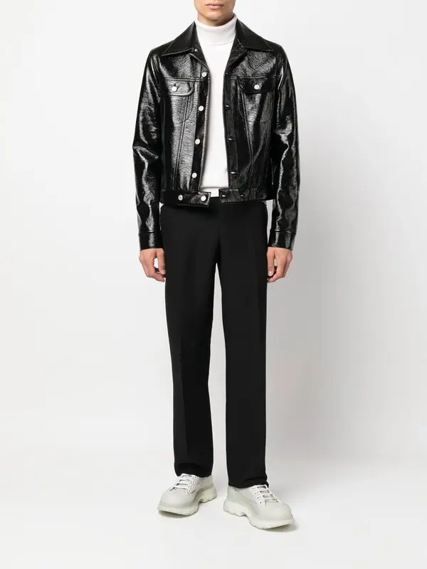 COURREGES Faux Leather Button-up Jacket - Black