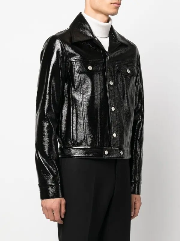 COURREGES Faux Leather Button-up Jacket - Black