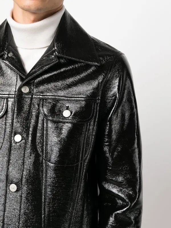 COURREGES Faux Leather Button-up Jacket - Black
