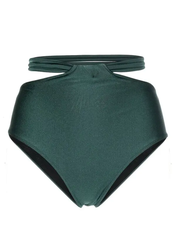 PatBO Cut-out High-waisted Bikini Bottom - Green