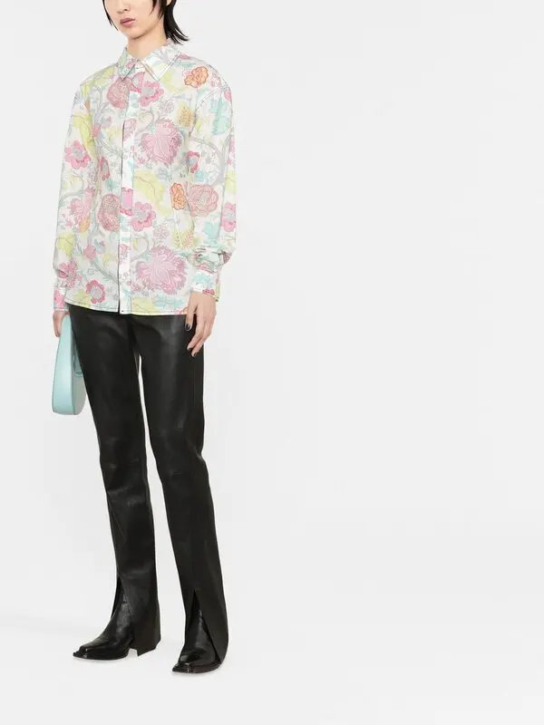 MARINE SERRE Floral Print Cotton Shirt