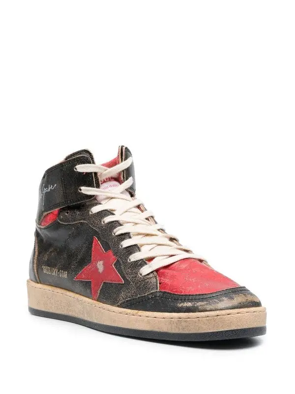 GOLDEN GOOSE Distressed High-top Sneakers - Black