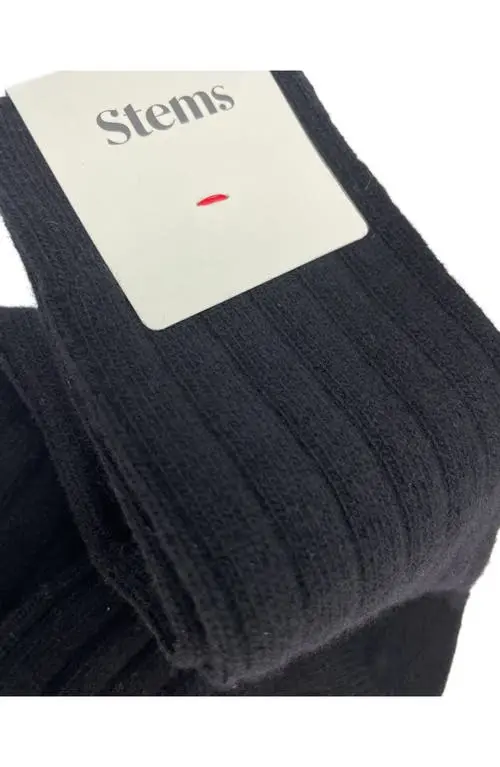 STEMS Luxe Merino Wool And Cashmere Blend Crew Socks - Black