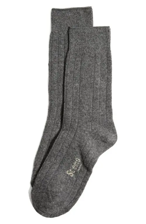 STEMS Luxe Merino Wool And Cashmere Blend Crew Socks - Grey