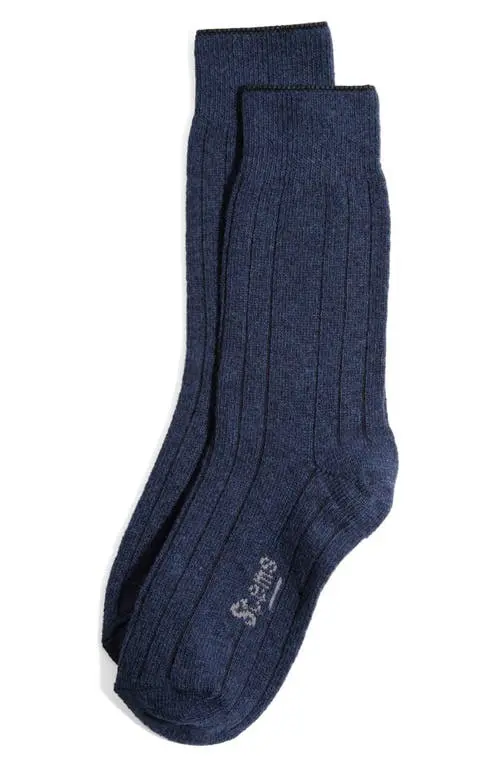 STEMS Luxe Merino Wool And Cashmere Blend Crew Socks - Navy