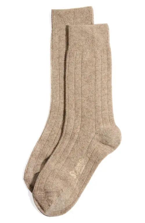 STEMS Luxe Merino Wool And Cashmere Blend Crew Socks - Oat