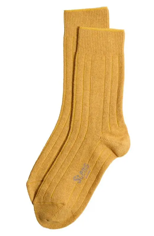STEMS Luxe Merino Wool And Cashmere Blend Crew Socks - Ochre