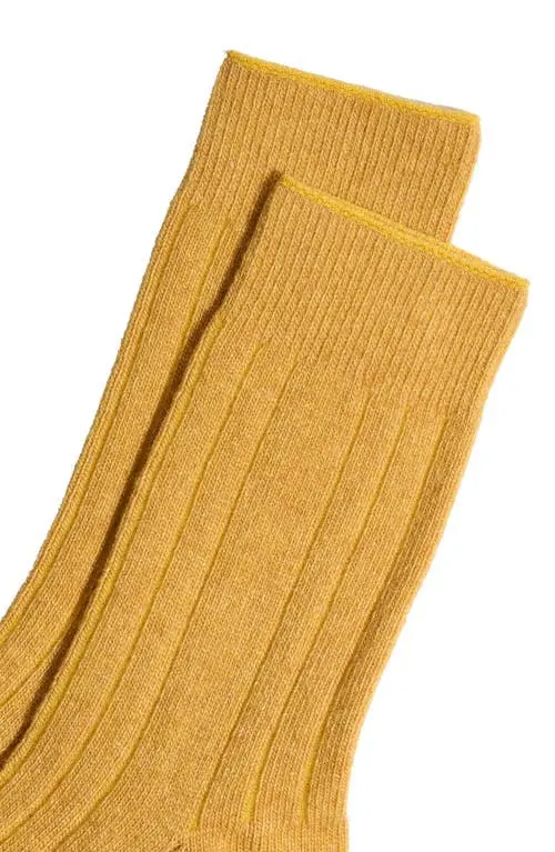 STEMS Luxe Merino Wool And Cashmere Blend Crew Socks - Ochre