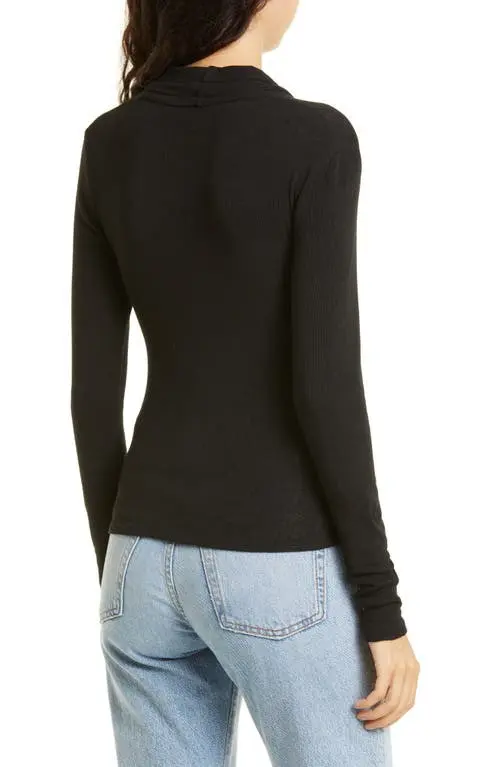 Vince Wrap Front Long Sleeve Knit Top