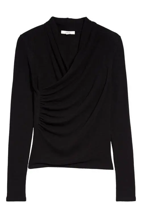 Vince Wrap Front Long Sleeve Knit Top
