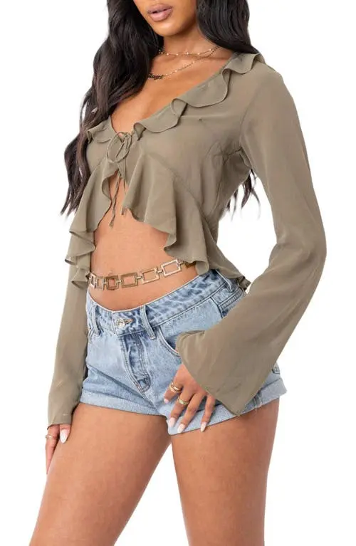 EDIKTED Resse Ruffle Chiffon Top