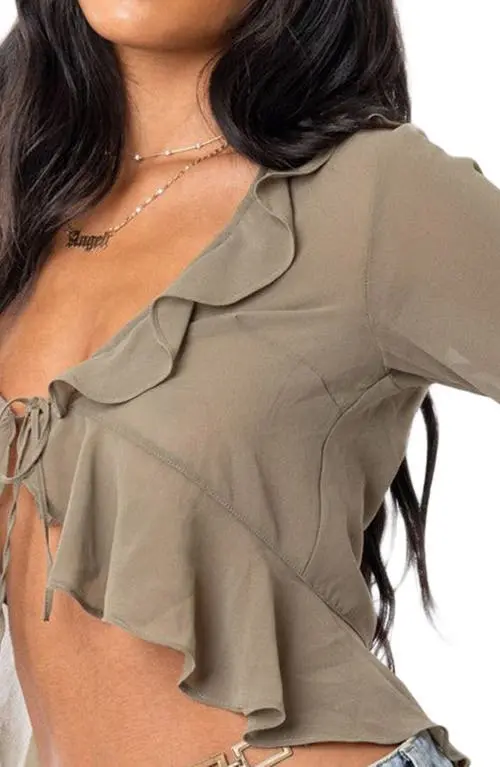EDIKTED Resse Ruffle Chiffon Top