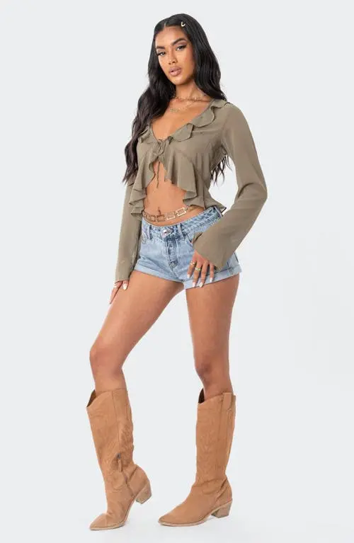 EDIKTED Resse Ruffle Chiffon Top