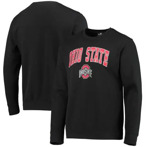 COLOSSEUM Ohio State Buckeyes Team Arch & Logo Tackle Twill Pullover Sweatshirt - Black