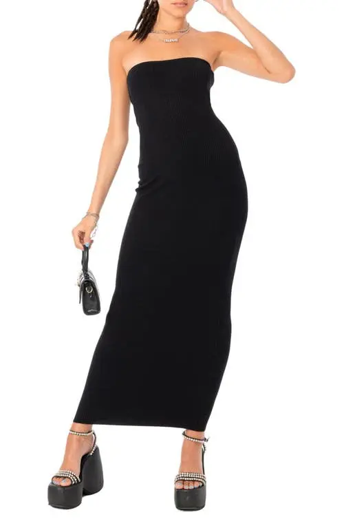 EDIKTED Paola Strapless Knit Maxi Dress