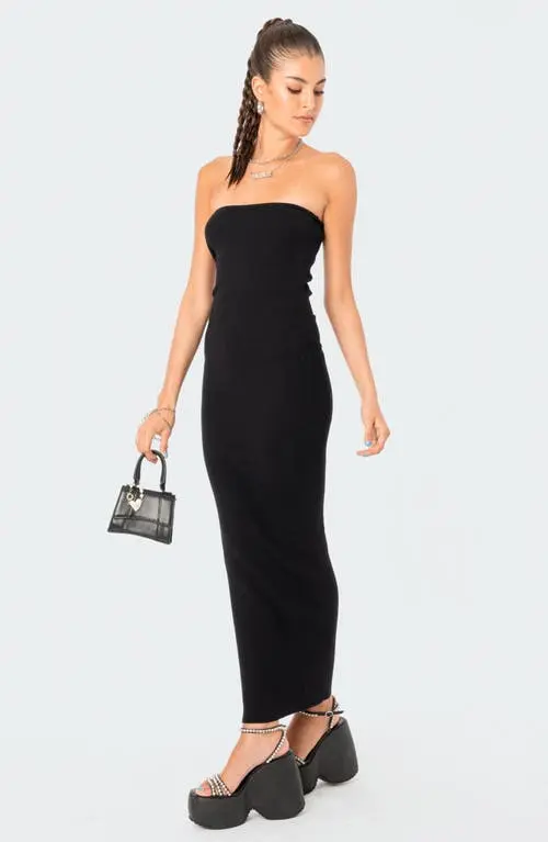 EDIKTED Paola Strapless Knit Maxi Dress
