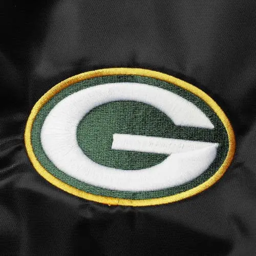 STARTER Silver Green Bay Packers Locker Room Satin Varsity Full-snap Jacket