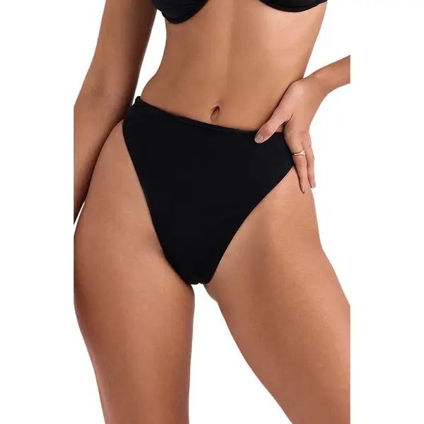 House Of Cb Mykonos High Waist Bikini Bottoms - Black