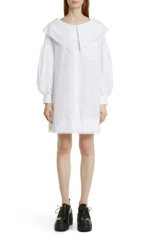 Simone Rocha Cotton Poplin Shirtdress With Embroidered Collar And Hem