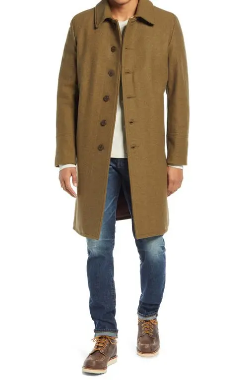 SCHOTT Wool-blend Officer's Coat - Olive