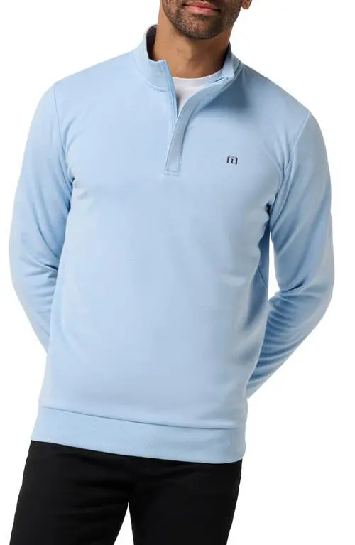 Travis Mathew Cloud 2.0 Quarter Zip Pullover - Heather Powder Blue