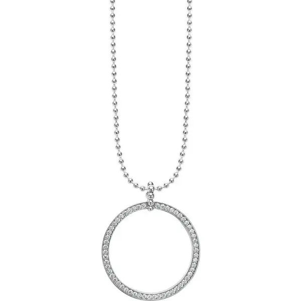 Lagos Caviar Spark Diamond Circle Pendant Necklace - Silver Diamond