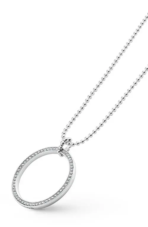 Lagos Caviar Spark Diamond Circle Pendant Necklace - Silver Diamond