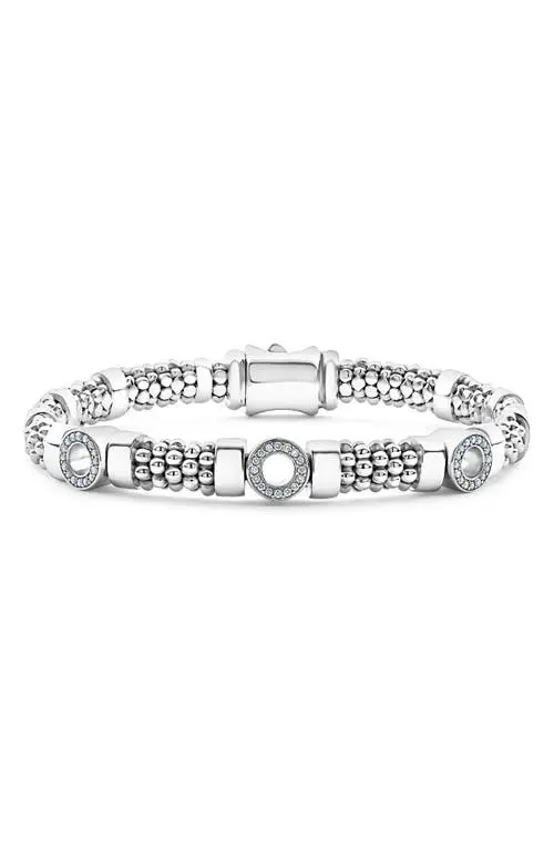 Lagos Caviar Spark Diamond Station Rope Bracelet - Silver Diamond