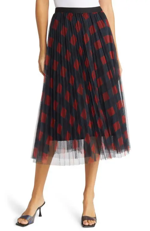 NIKKI LUND Belinda Plaid A-line Skirt - Red